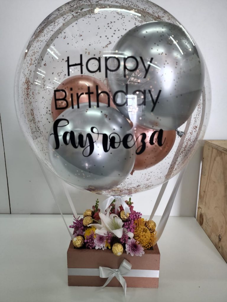 Personalised Flower and Ferrero Hot Air Balloon Gift Box - Randzy